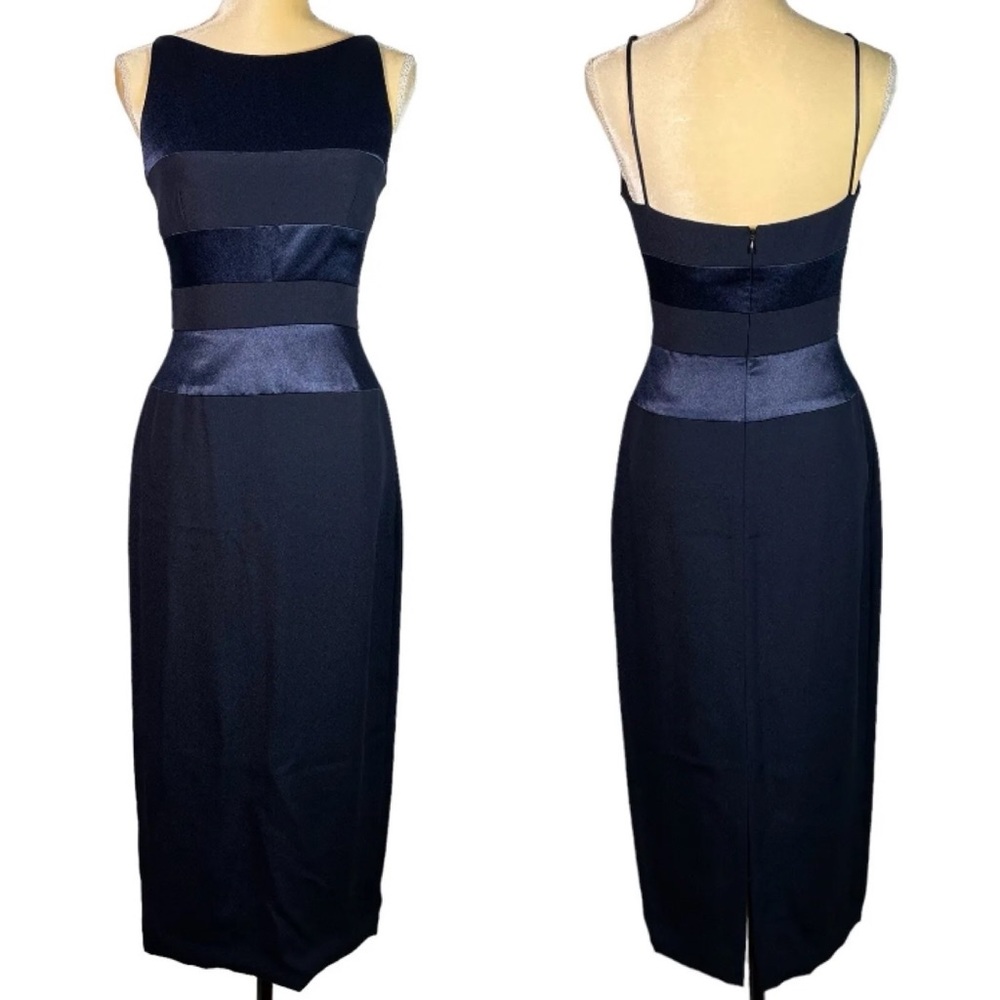 Cache Evening Dress In Navy Blue Open Back - Gem